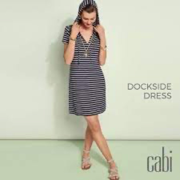 CAbi | Dresses | Cabi 549 Dockside Striped Hoodie Dress Coastal Navy And White Size M | Poshmark